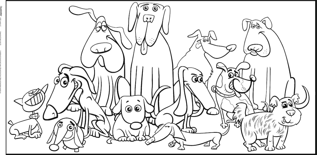 Giant Dogs Coloring Poster | 36"x18" Family Activity - Etsy