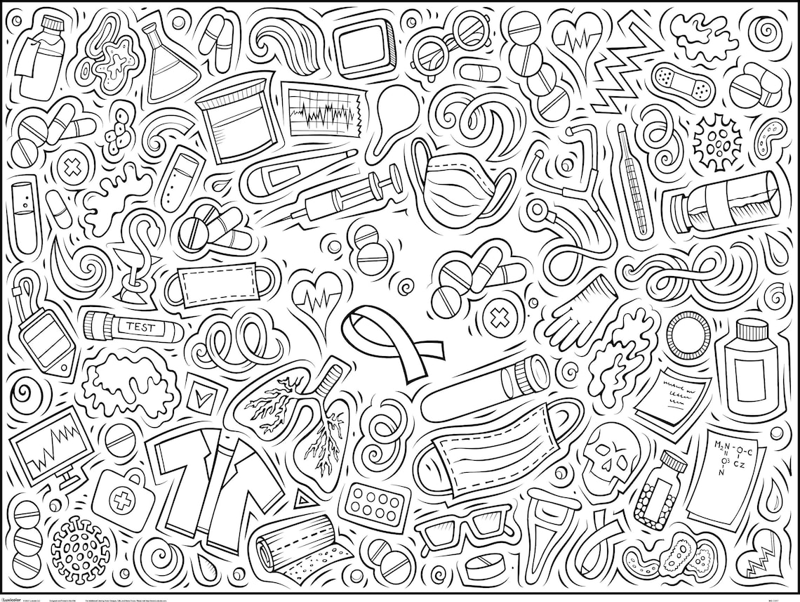 Medical Hospital Coloring Poster | Custom Coloring | Large Coloring ...