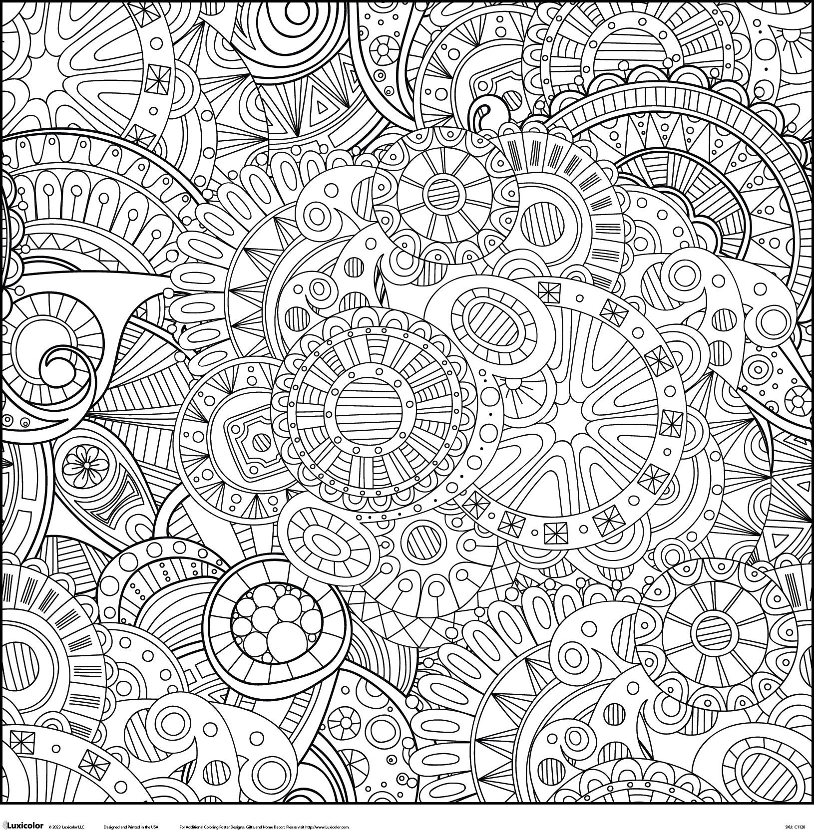 Giant Zendoodle Mandala Coloring Poster | Beautiful Coloring Gift for ...