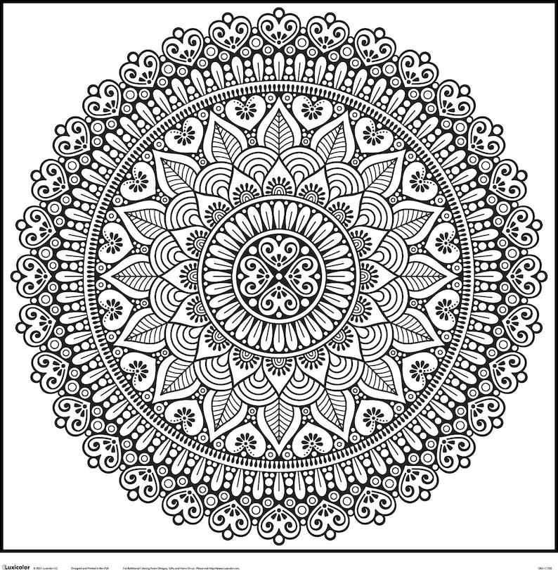 Giant Zendoodle Mindfulness Mandala Coloring Poster Beautiful Coloring ...