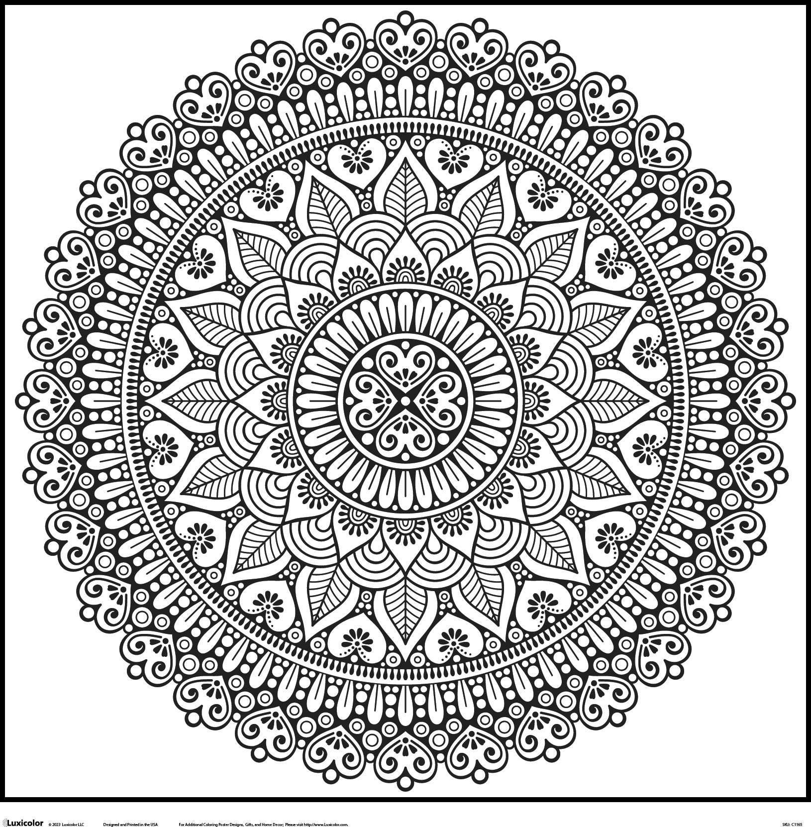Giant Zendoodle Mindfulness Mandala Coloring Poster Beautiful Coloring ...