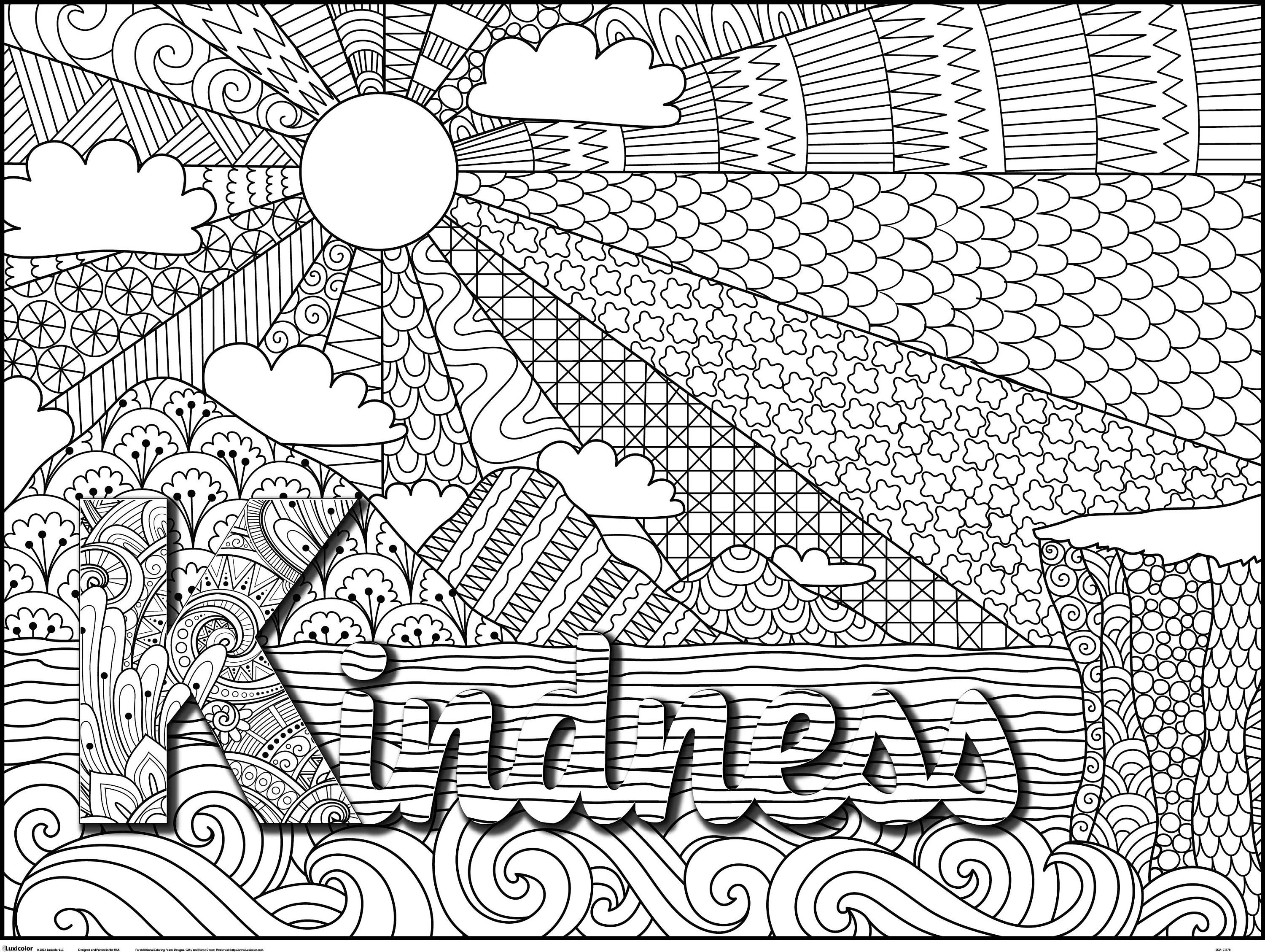 Kindness Coloring Poster, Huge Coloring Poster, Giant Zentangle ...