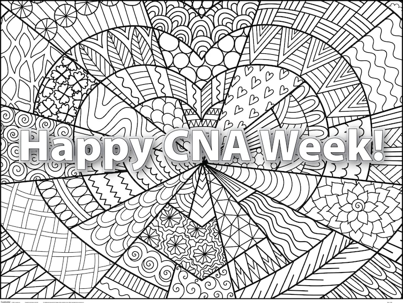 Happy CNA Week! | Giant Zendoodle Heart Coloring Poster | Beautiful ...