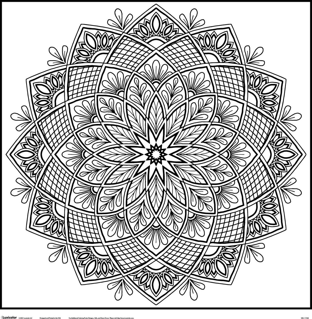Giant Zendoodle Mindfulness Mandala Coloring Poster | Beautiful ...