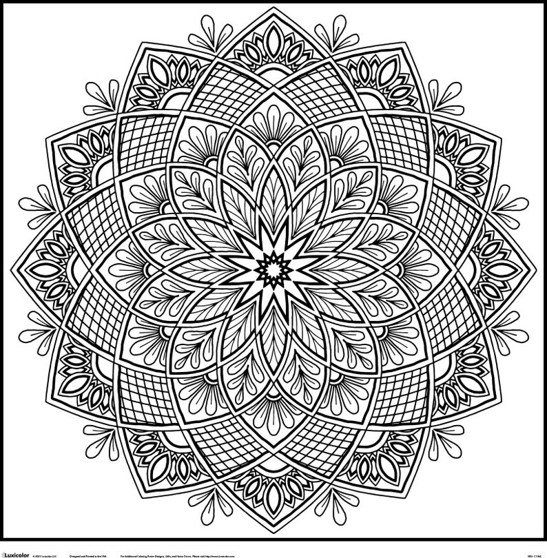 Giant Zendoodle Mindfulness Mandala Coloring Poster | Beautiful ...