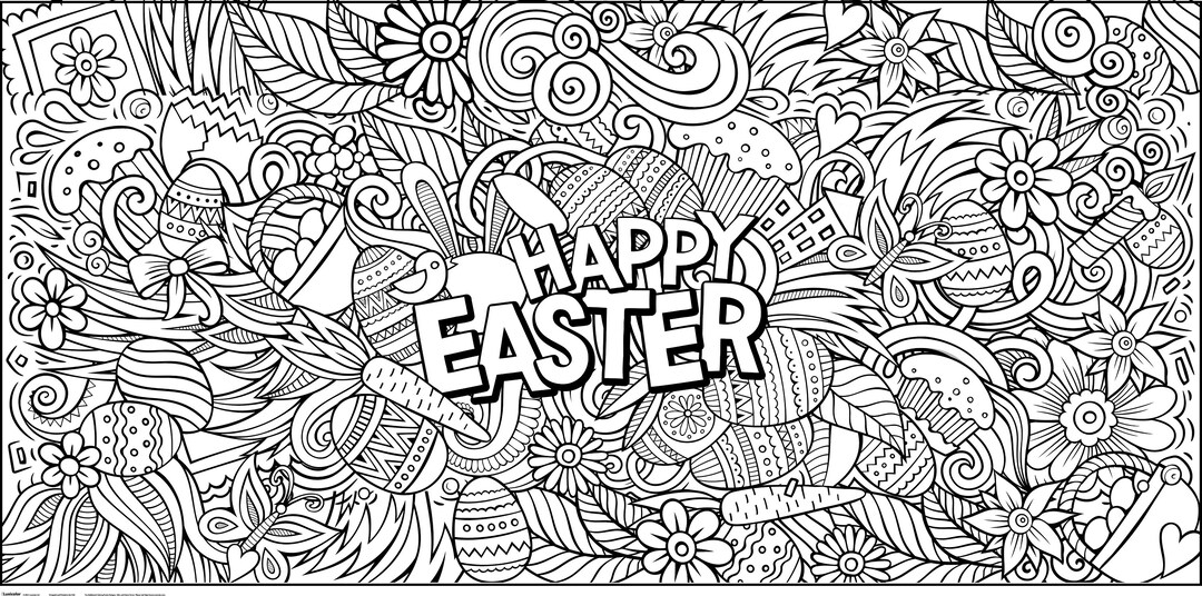 Giant Easter Coloring Poster | Large Format Activity Banner (36"x72 ...