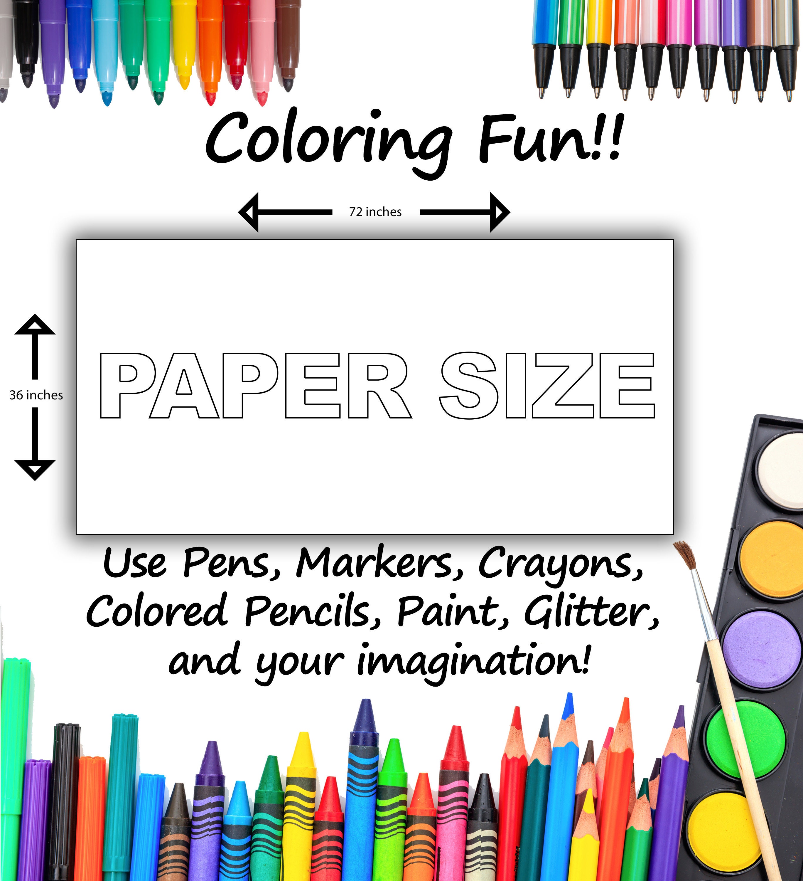 Giant Coloring Poster Retro Doodles Large Banner Rolled Fun Coloring ...