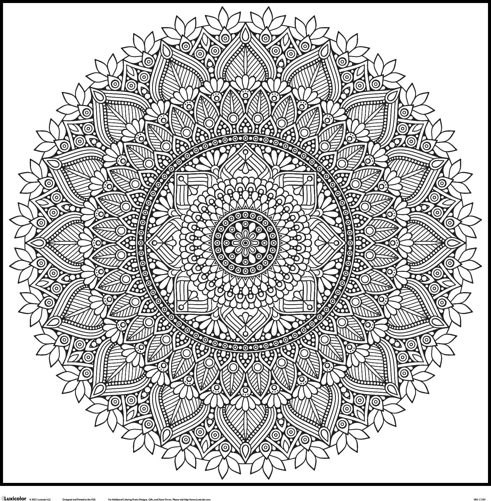 Giant Zendoodle Mindfulness Mandala Coloring Poster | Beautiful ...
