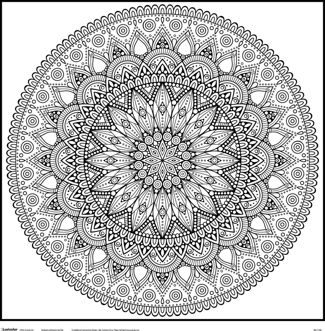 Giant Zendoodle Mindfulness Mandala Coloring Poster | Beautiful ...