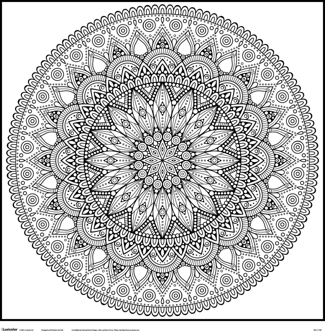 Personalized Giant Mandala Coloring Poster | Zendoodle Mindfulness Gift ...