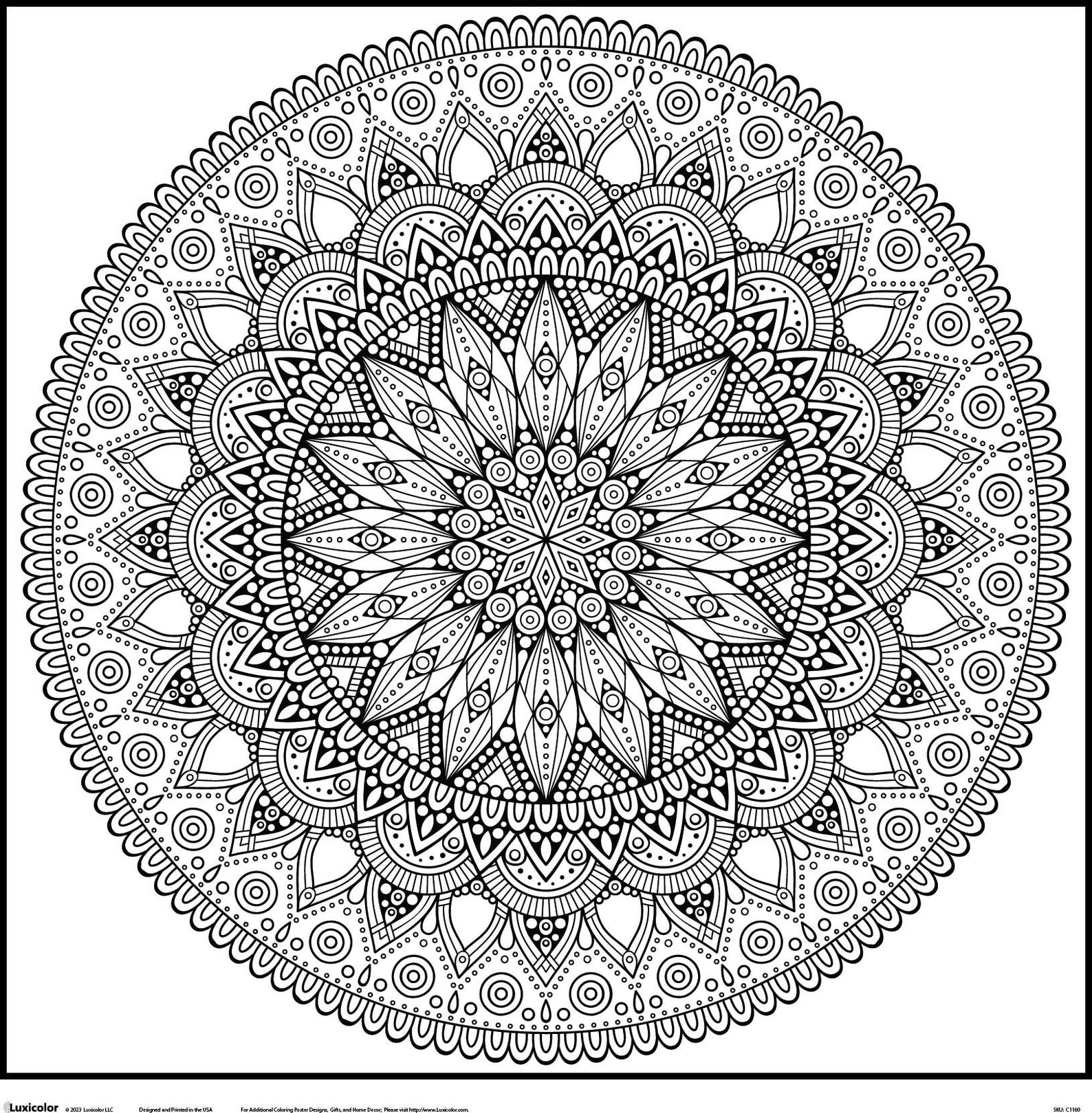 Personalized Giant Mandala Coloring Poster | Zendoodle Mindfulness Gift ...