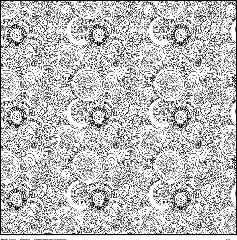 Giant Zendoodle Mandala Coloring Poster | Beautiful Coloring Gift for ...