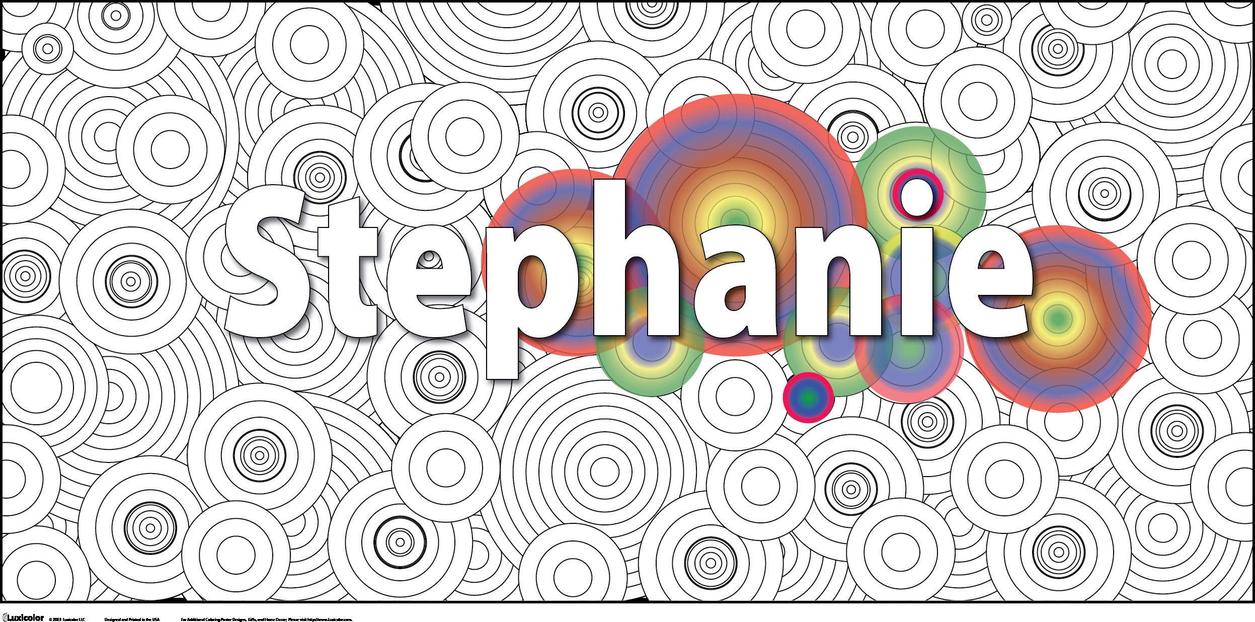 Personalized Concentric Circles Coloring Poster, Custom Name - Etsy