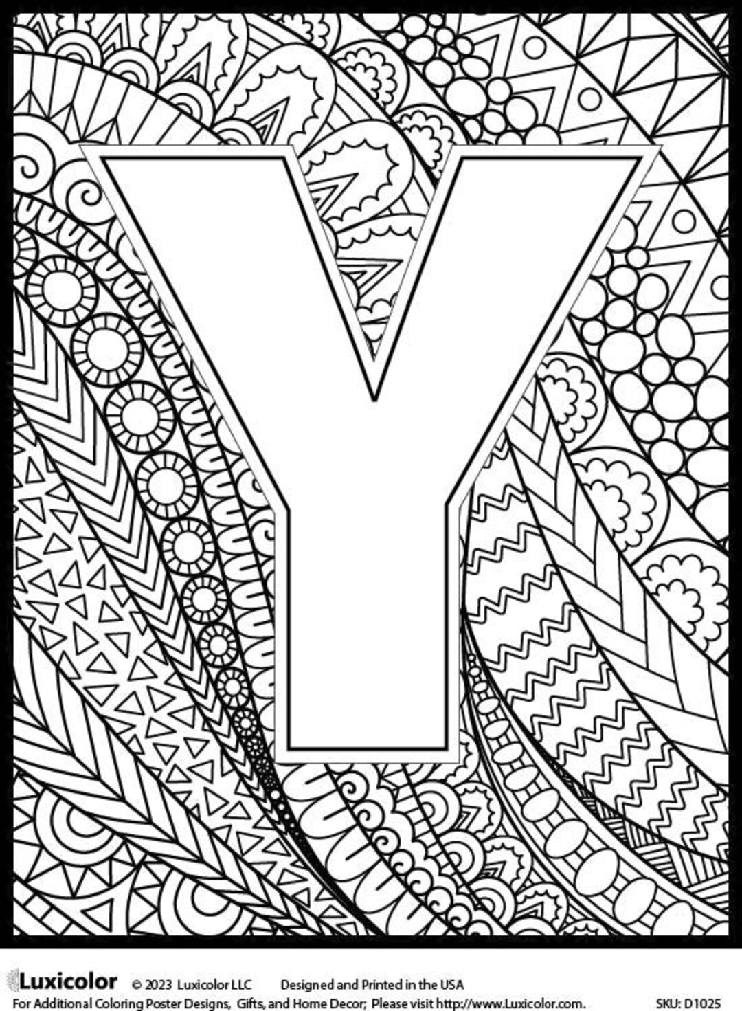 Zendoodle Zentangle-inspired Printable Mandala Coloring Letter - Etsy