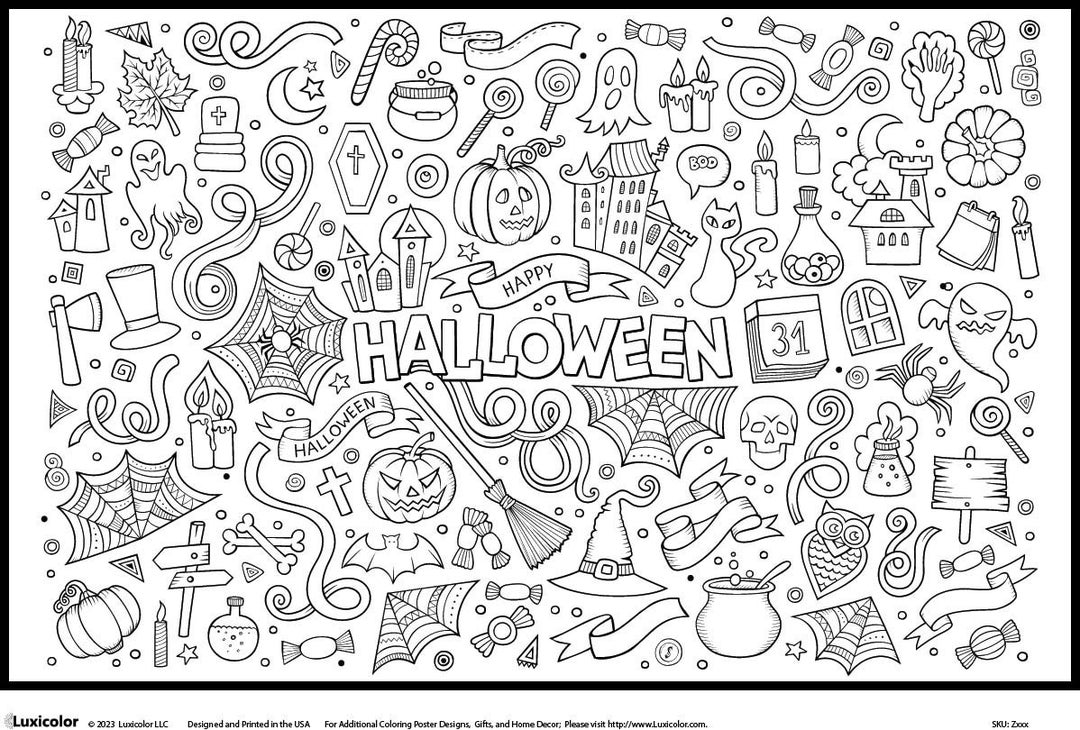 Giant Halloween Doodles Coloring Poster | Custom Personalized - Etsy