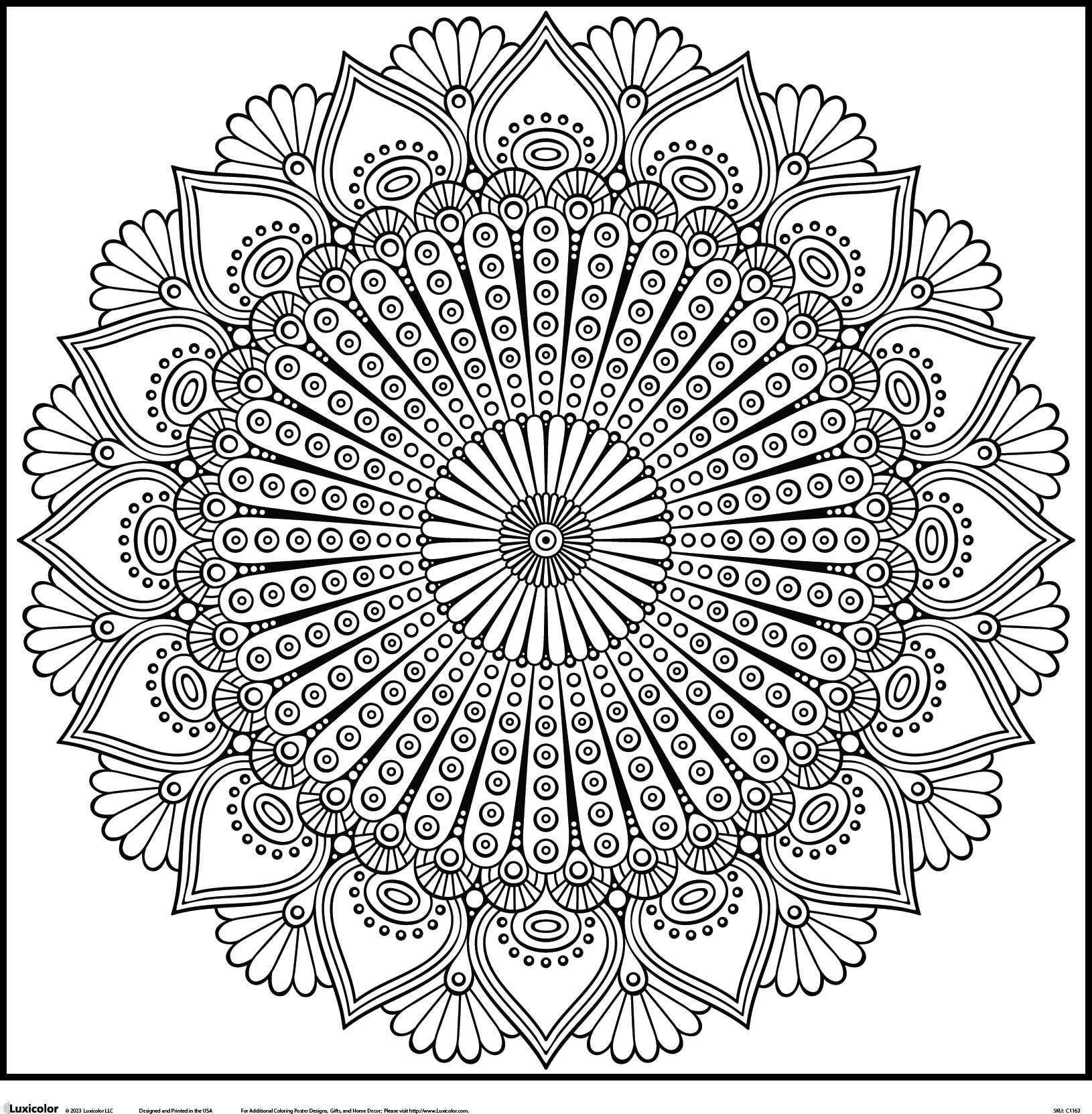 Giant Zendoodle Mindfulness Mandala Coloring Poster | Beautiful ...