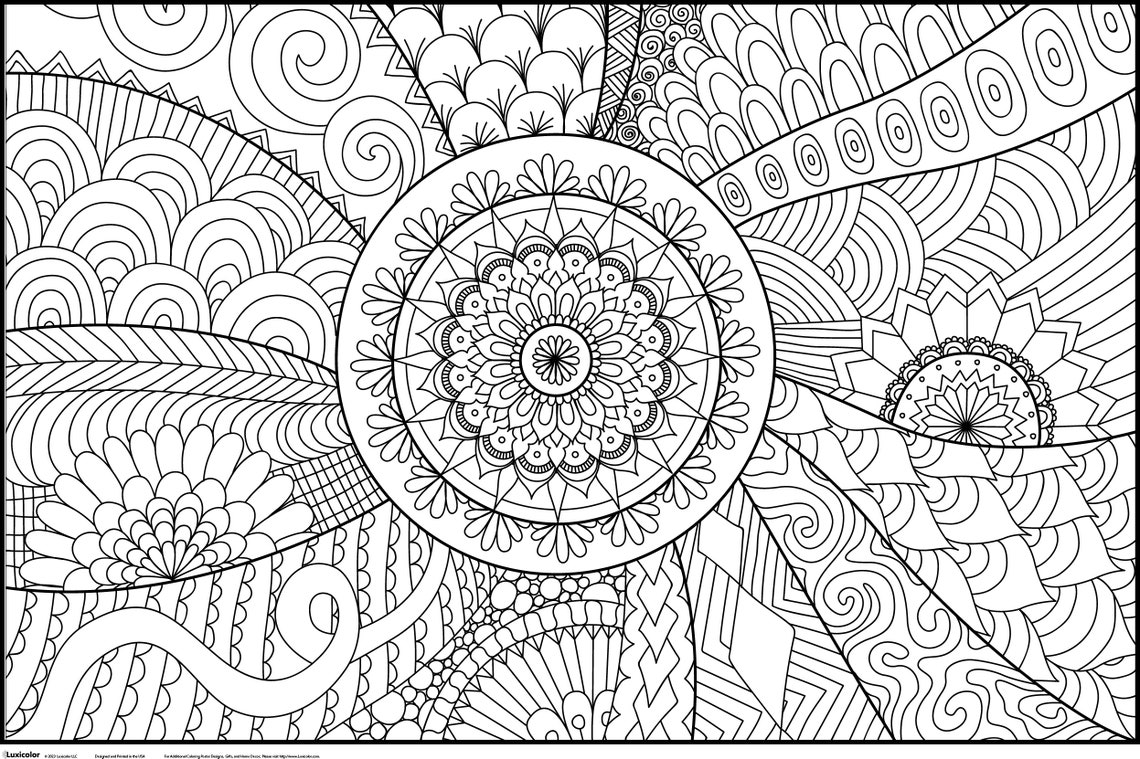 Giant Zendoodle Mandala Coloring Poster 36x48 Beautiful Coloring Gift ...