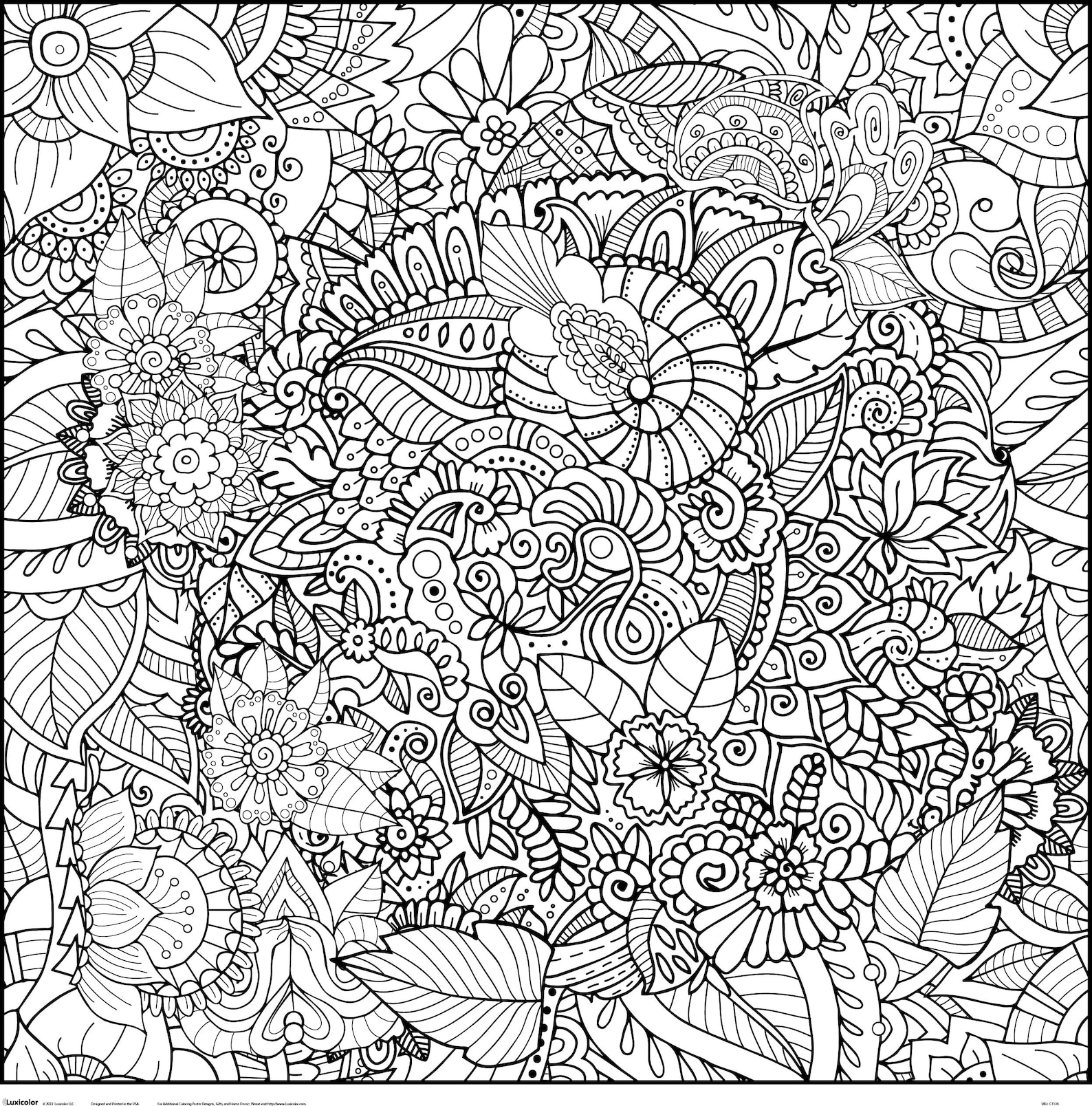 Giant Zendoodle Mandala Coloring Poster Beautiful Coloring Gift for All ...