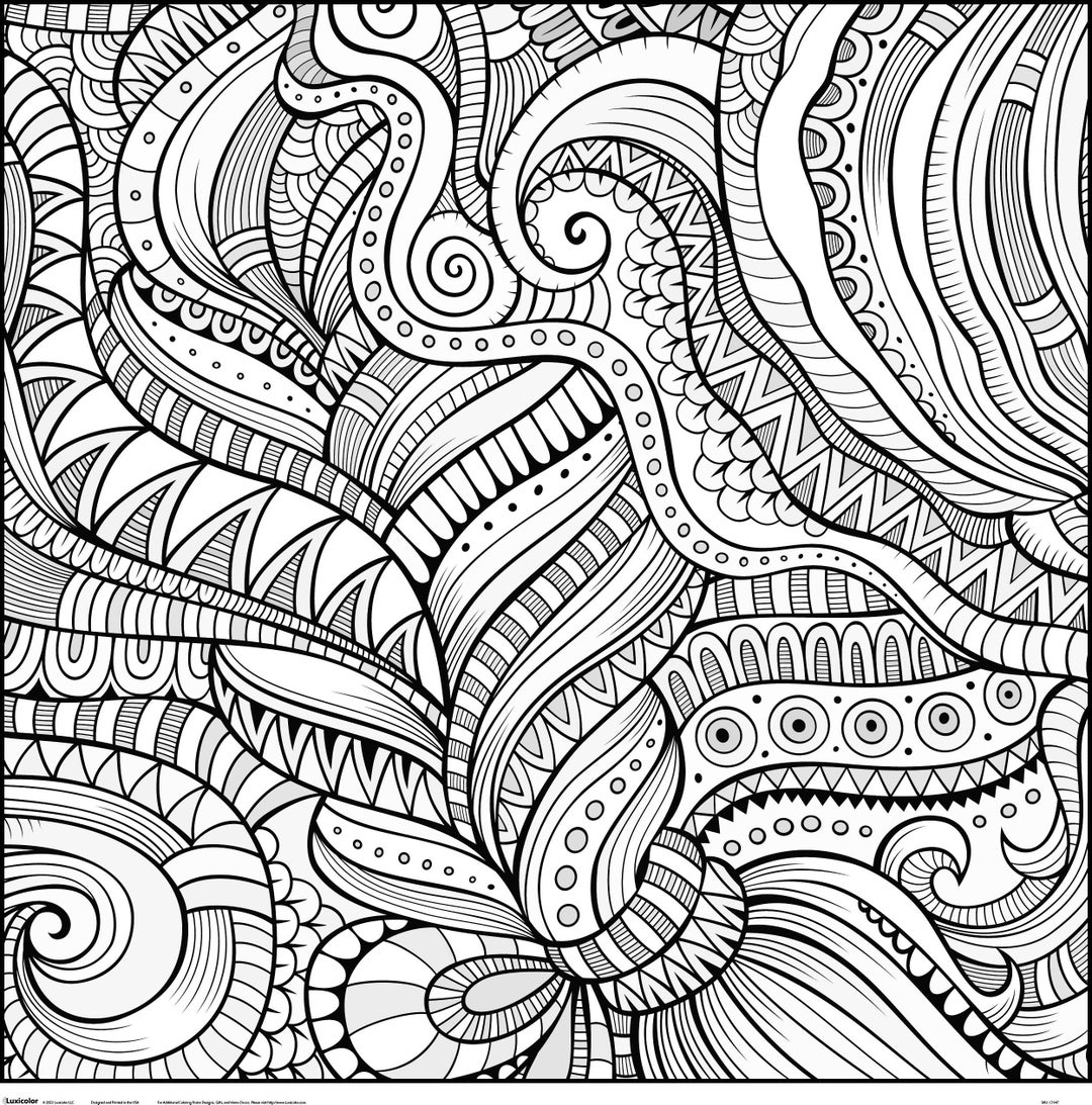 Giant Zendoodle Mandala Coloring Poster | Beautiful Coloring Gift for ...