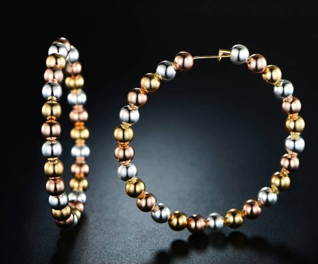50% OFF Clearance 18k Gold Plated Multi Colored Ball Hoop Earrings - Etsy