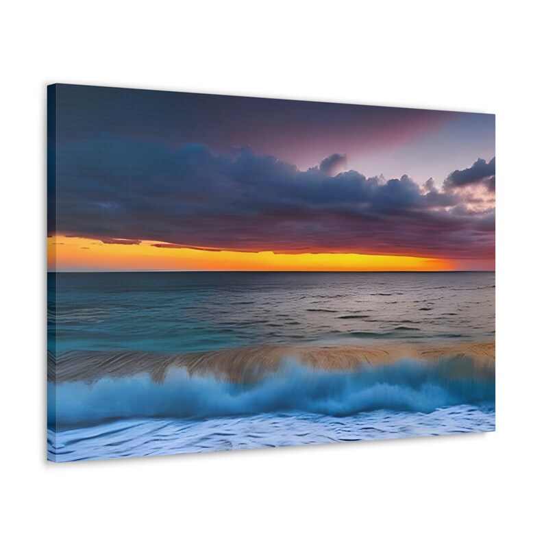 Sunset, Sunrise Scenery, Beach, Wave, Canvas, Ready to Hang - Etsy