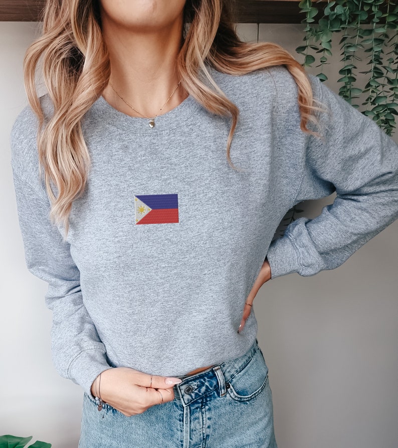Embroidered Filipino Flag Pocket Design Sweater, Embroidery Patchwork ...