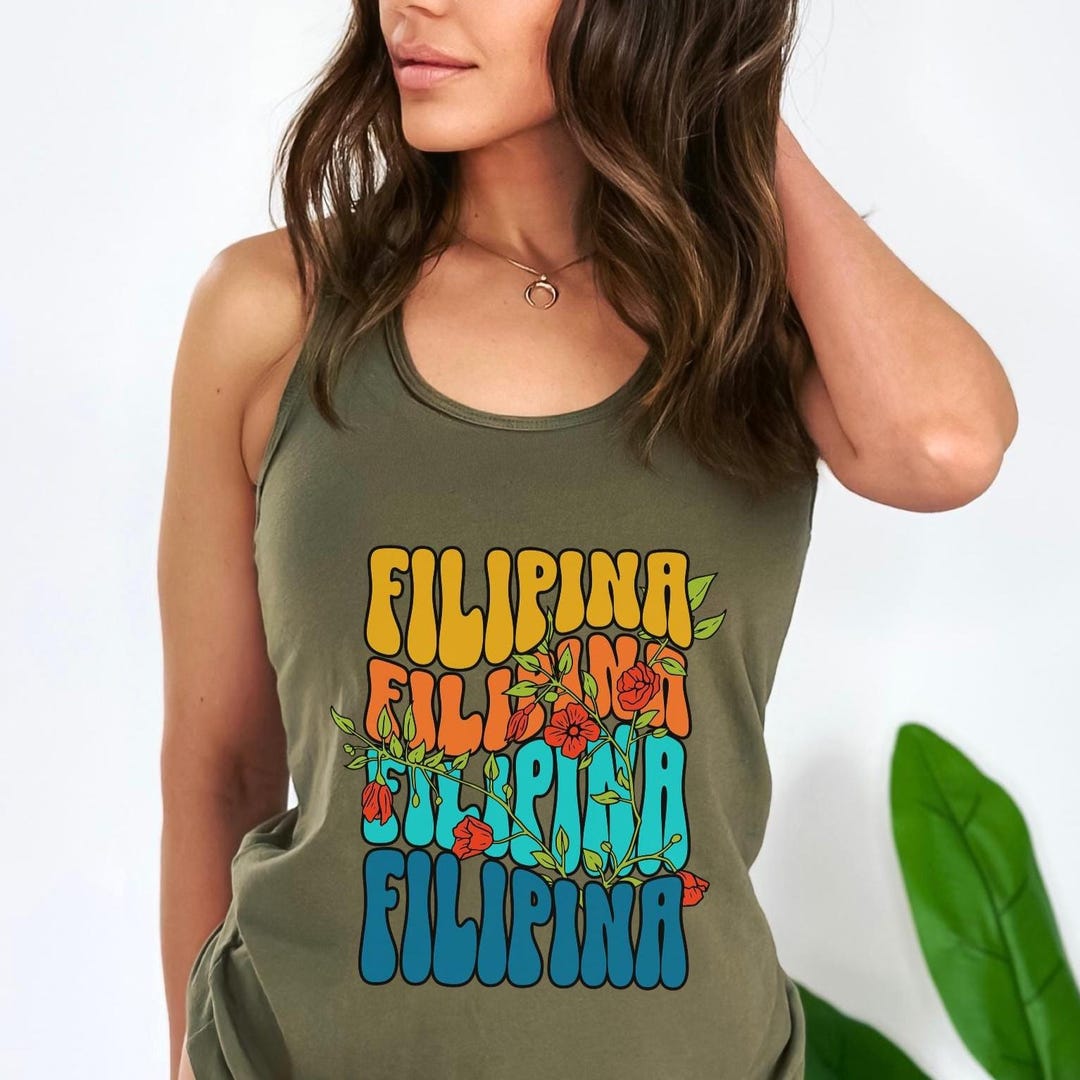 Filipina Floral Tank Top Women's Racerback Filipino Philippines Shirt ...