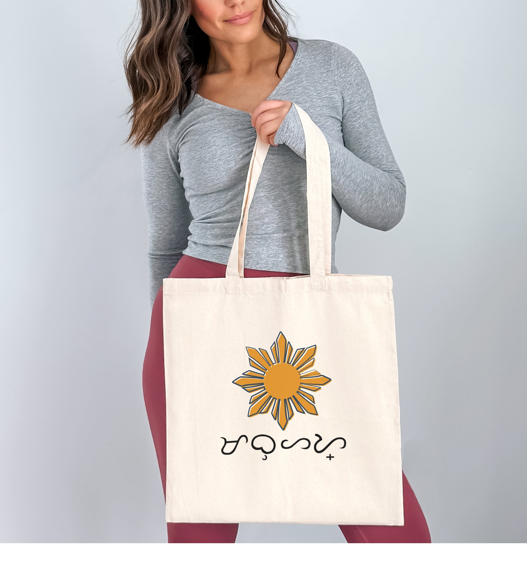 Mabuhay Baybayin Writing Filipino Sun Canvas Tote Bag, Proud Filipino ...