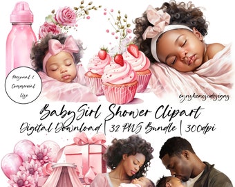 30 Watercolor African American Baby Shower Clipart, Black Baby Boy ...