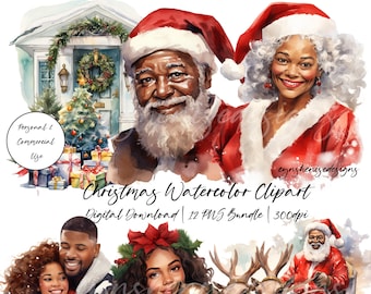 African American Santa Claus Clipart, Black Santa Clipart, Black Santa ...