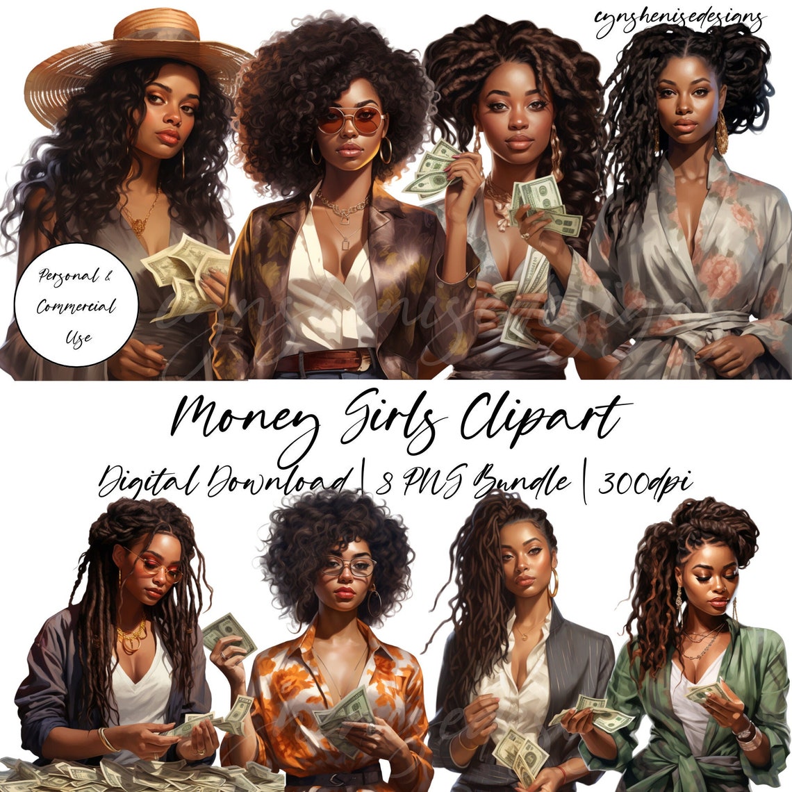 Black Girl Clipart, Black Girl Magic PNG, Black Girl Stickers, Black ...