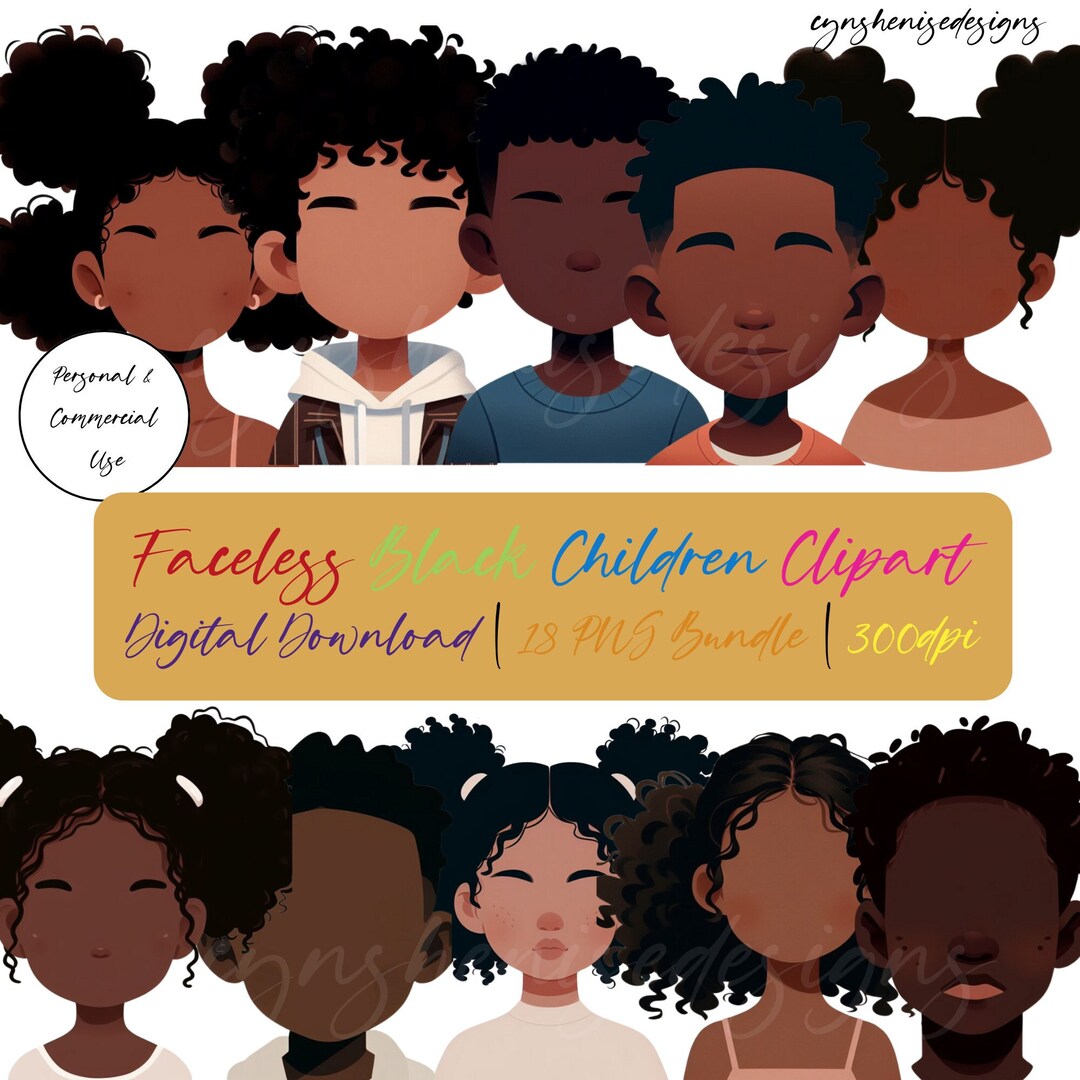 Faceless Black Children, Kids, Black Girl PNG, Black Woman, Black Girl ...