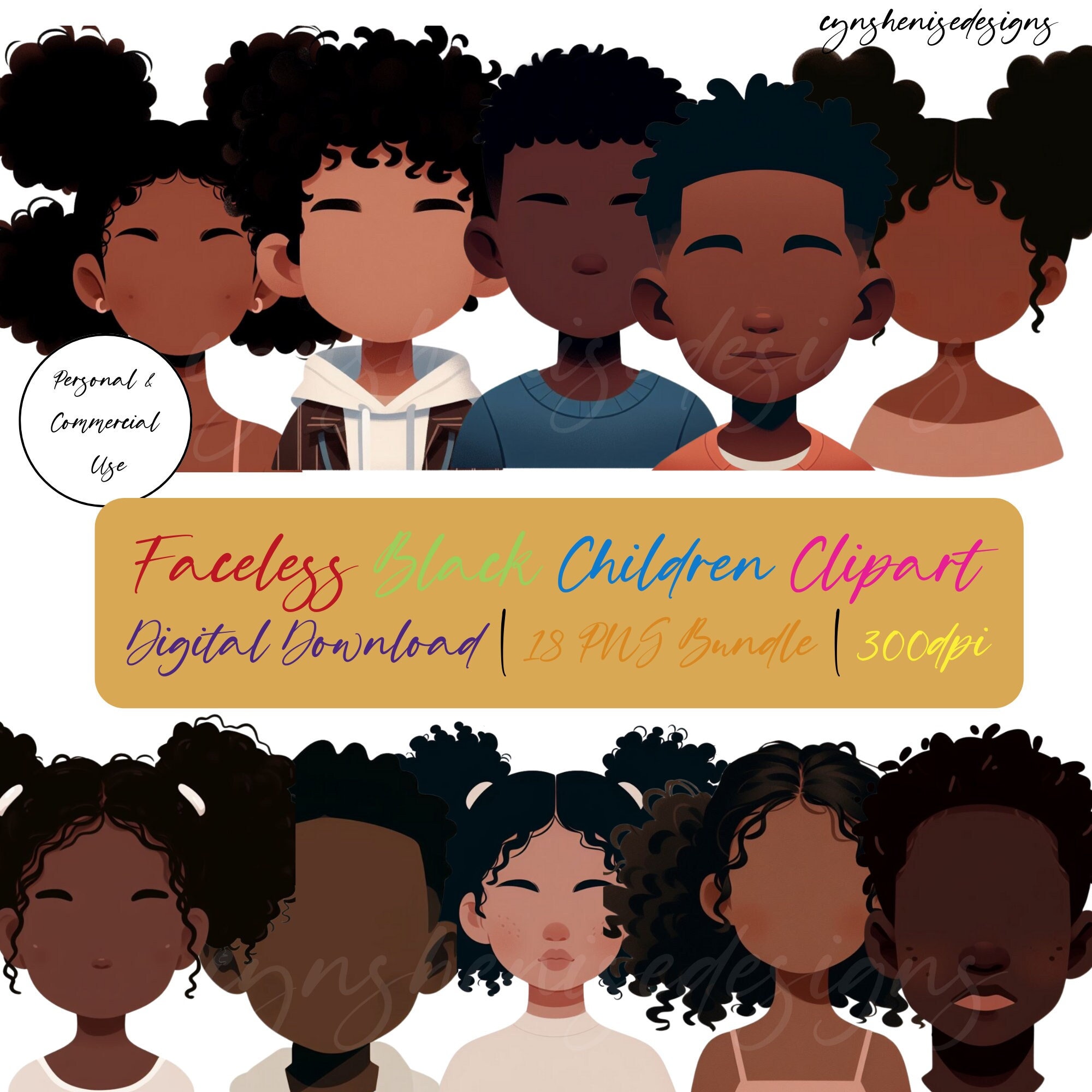 Faceless Black Children, Kids, Black Girl PNG, Black Woman, Black Girl ...