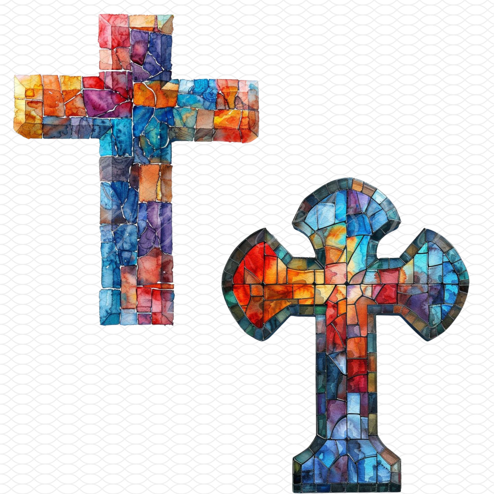 Stained Glass Crosses Clipart, Self Love, Planner Journal Stickers ...