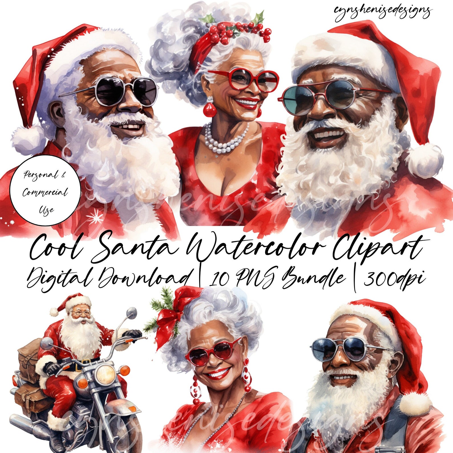 African American Santa Clipart, Black Santa Clipart, African American ...