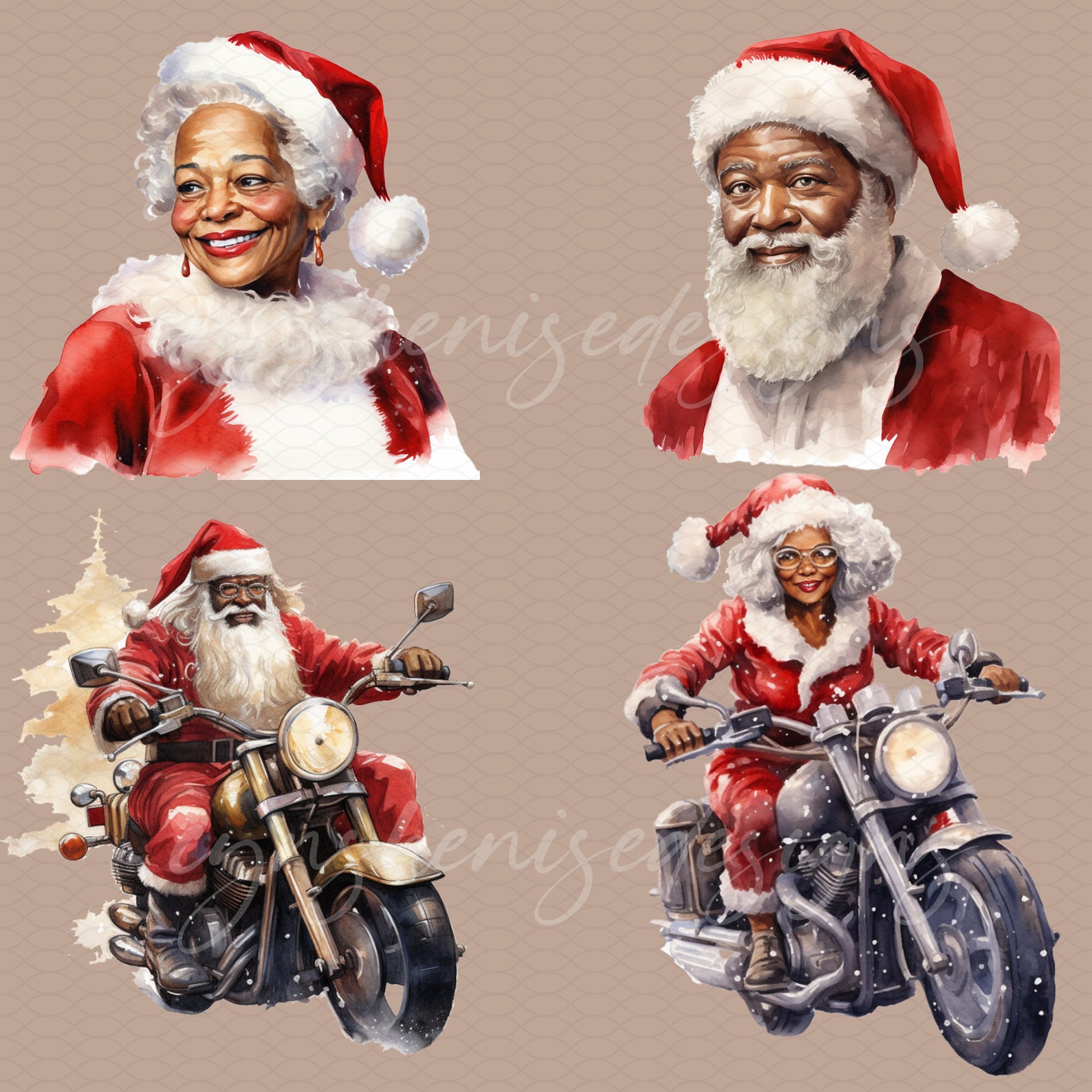 African American Santa Clipart, Black Santa Clipart, African American ...