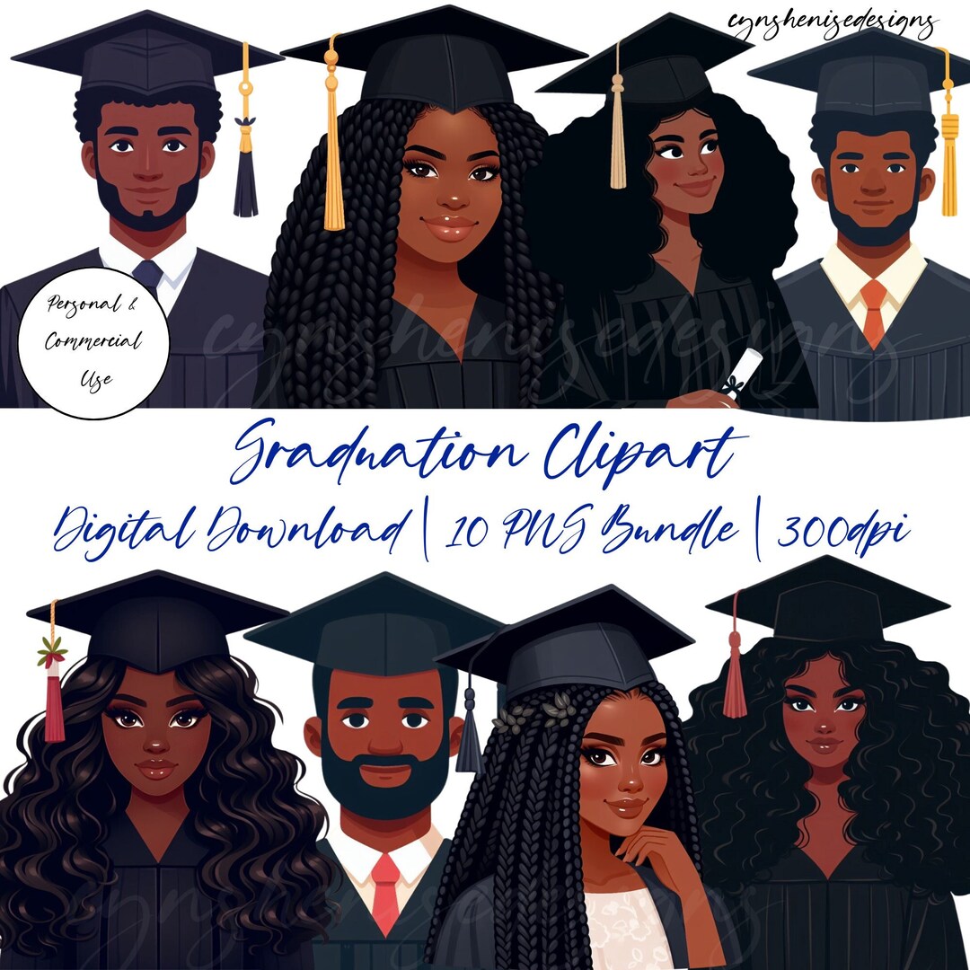 Black Girl PNG, Black Woman Clipart, Graduation, Black Girl Magic for ...