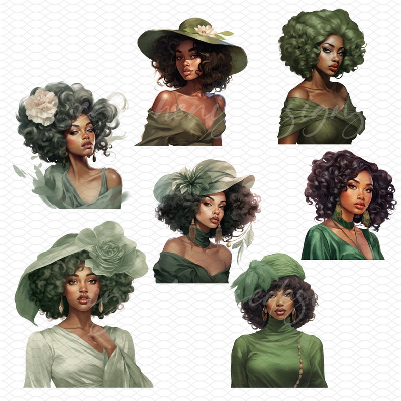 Black Woman Clipart, Black Girl Clipart, Black Girl Magic PNG, Glam ...