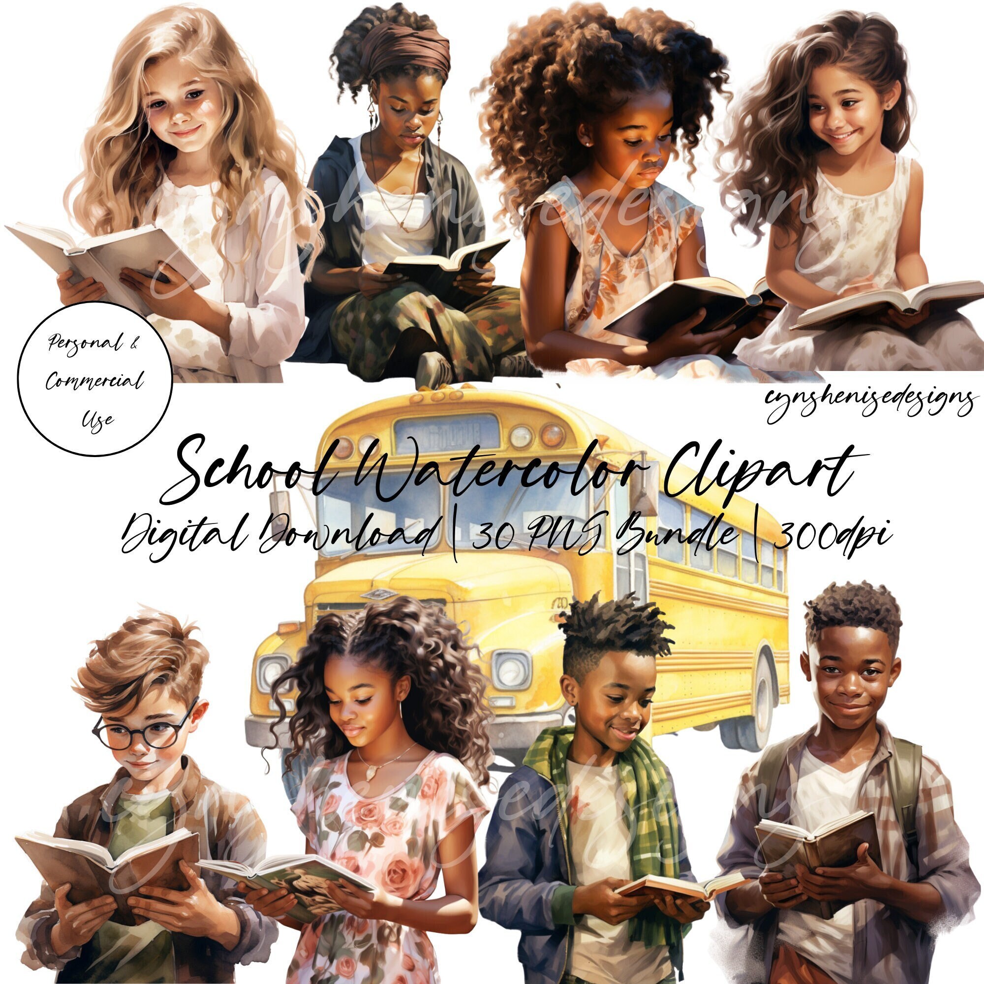 Magic School Clipart for Books, Back to School Clipart, School Bus PNG ...