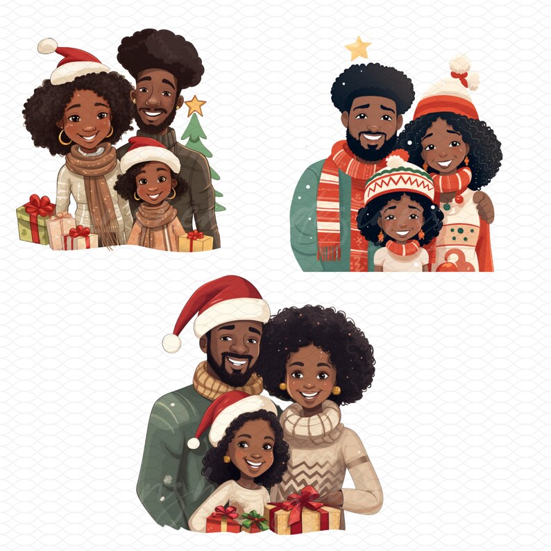 Christmas Holiday Clipart PNG Bundle, Winter Clipart, African American ...