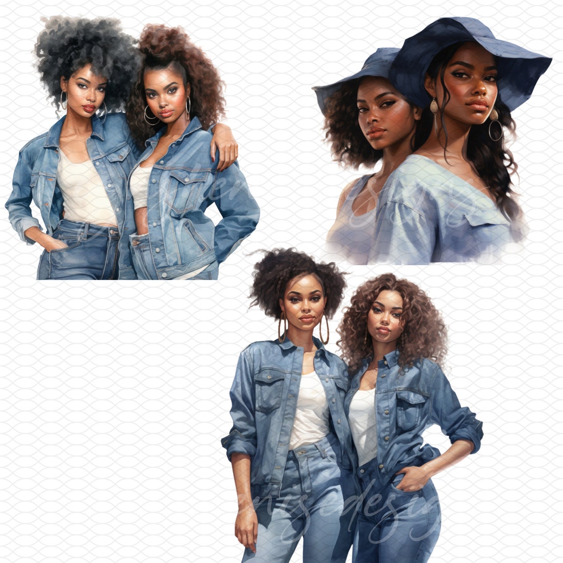 African American Black Woman Denim Clipart Black Girl - Etsy