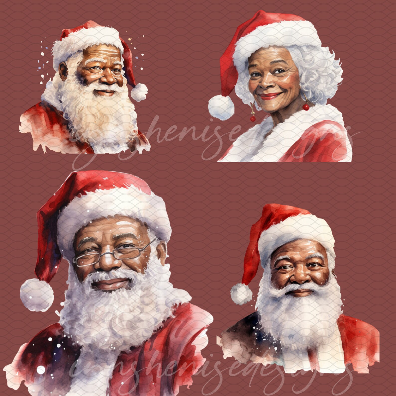 African American Santa Clipart, Black Santa Clipart, African American ...