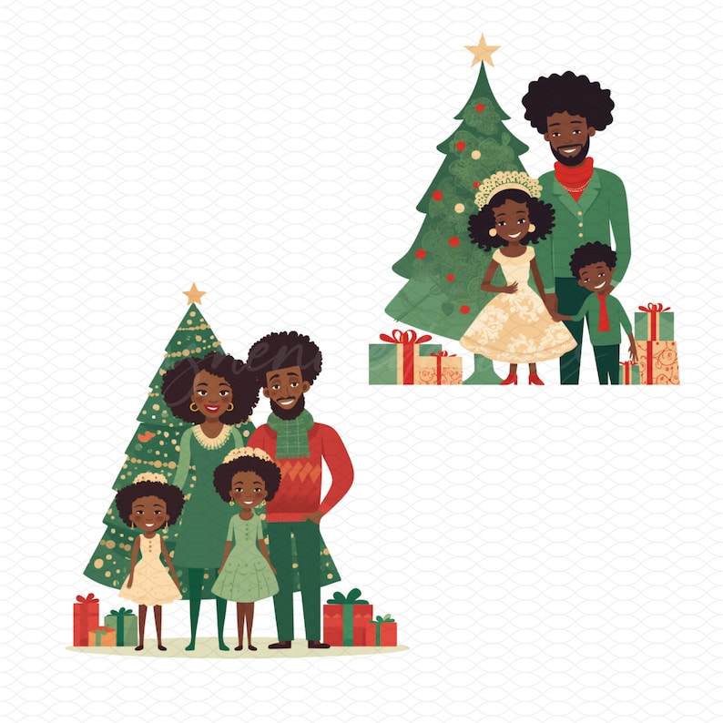 Christmas Holiday Clipart PNG Bundle, Winter Clipart, African American ...