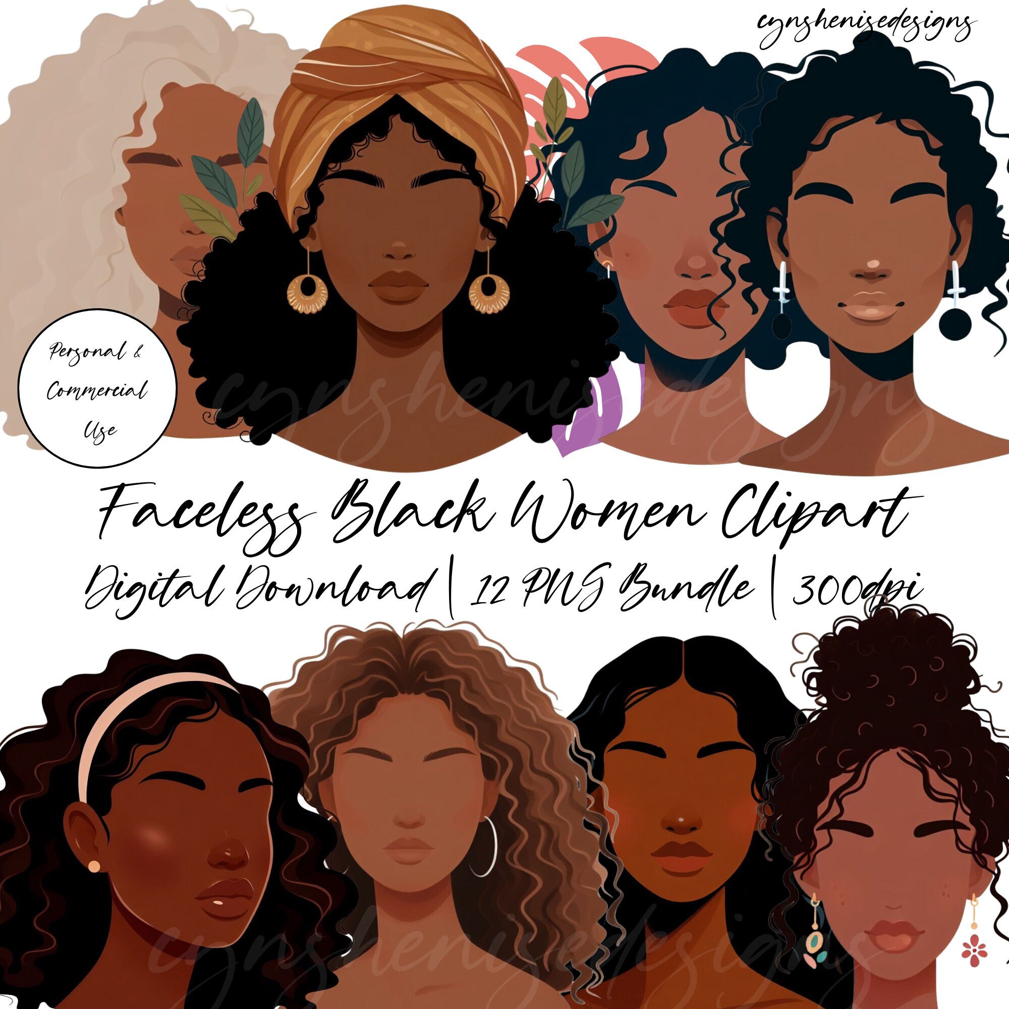 Faceless Black Girl PNG, Black Woman, Black Girl Clipart, Black Girl ...