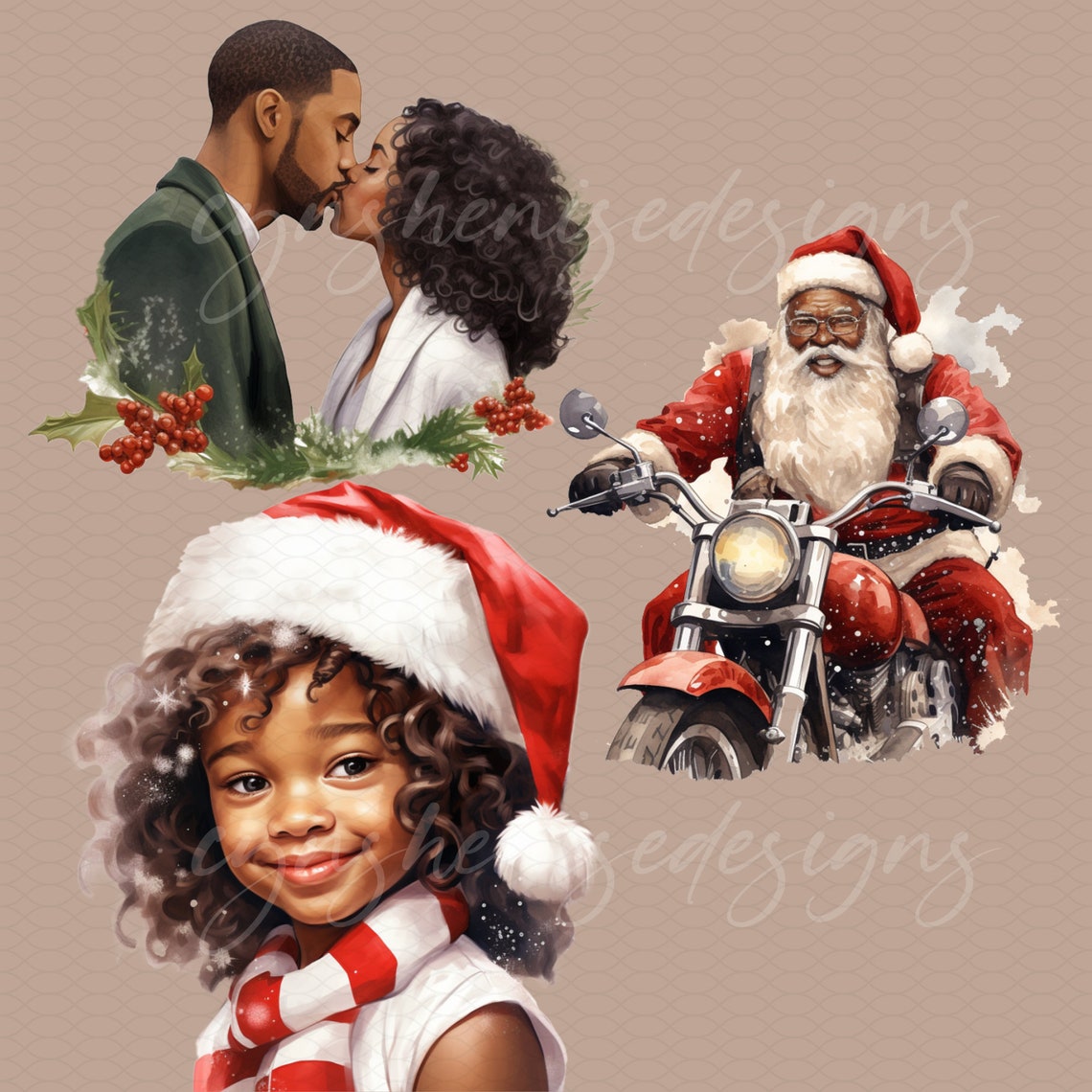 African American Santa Clipart, Black Santa Clipart, African American ...