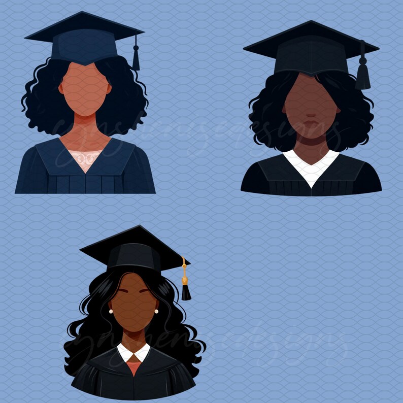 Faceless Black Girl PNG, Black Woman Clipart, Graduation, Black Girl ...