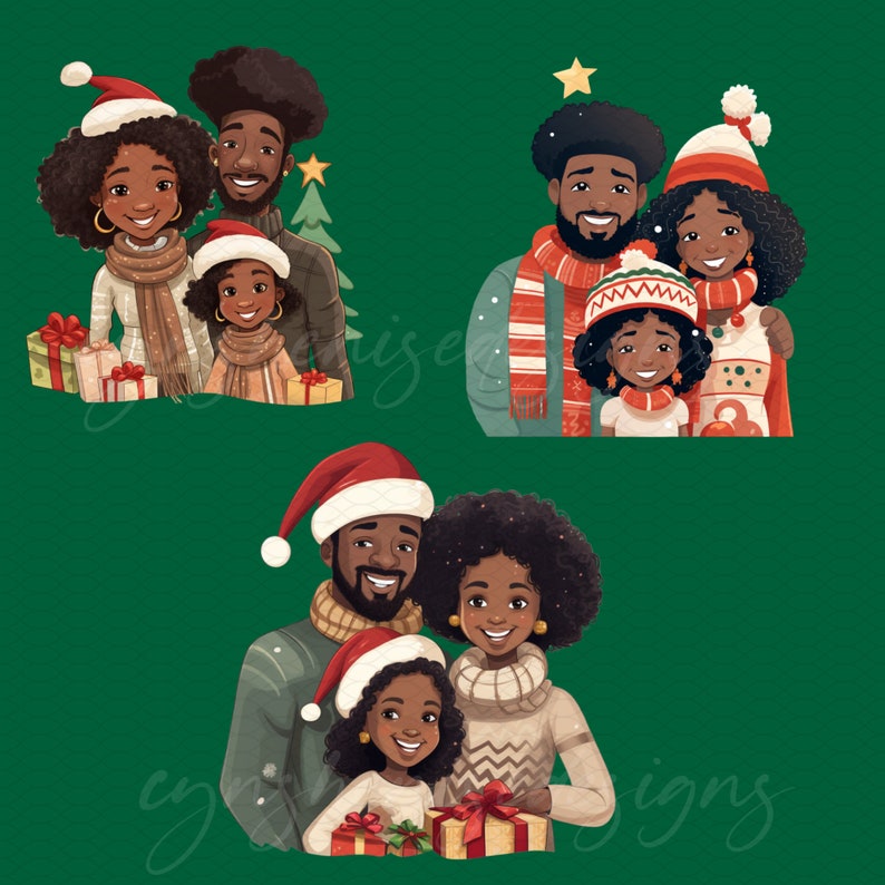 Christmas Holiday Clipart PNG Bundle, Winter Clipart, African American ...