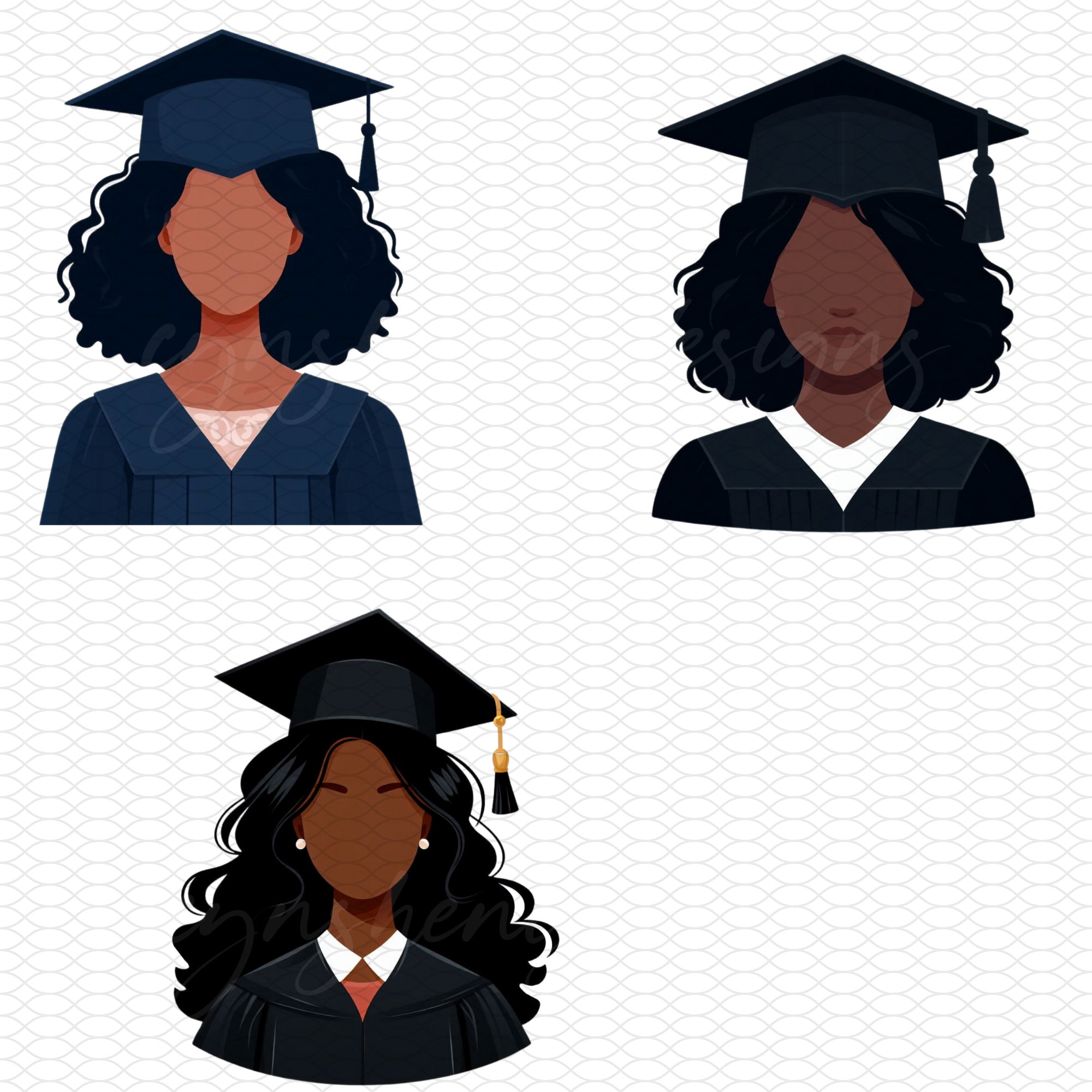 Faceless Black Girl PNG, Black Woman Clipart, Graduation, Black Girl ...