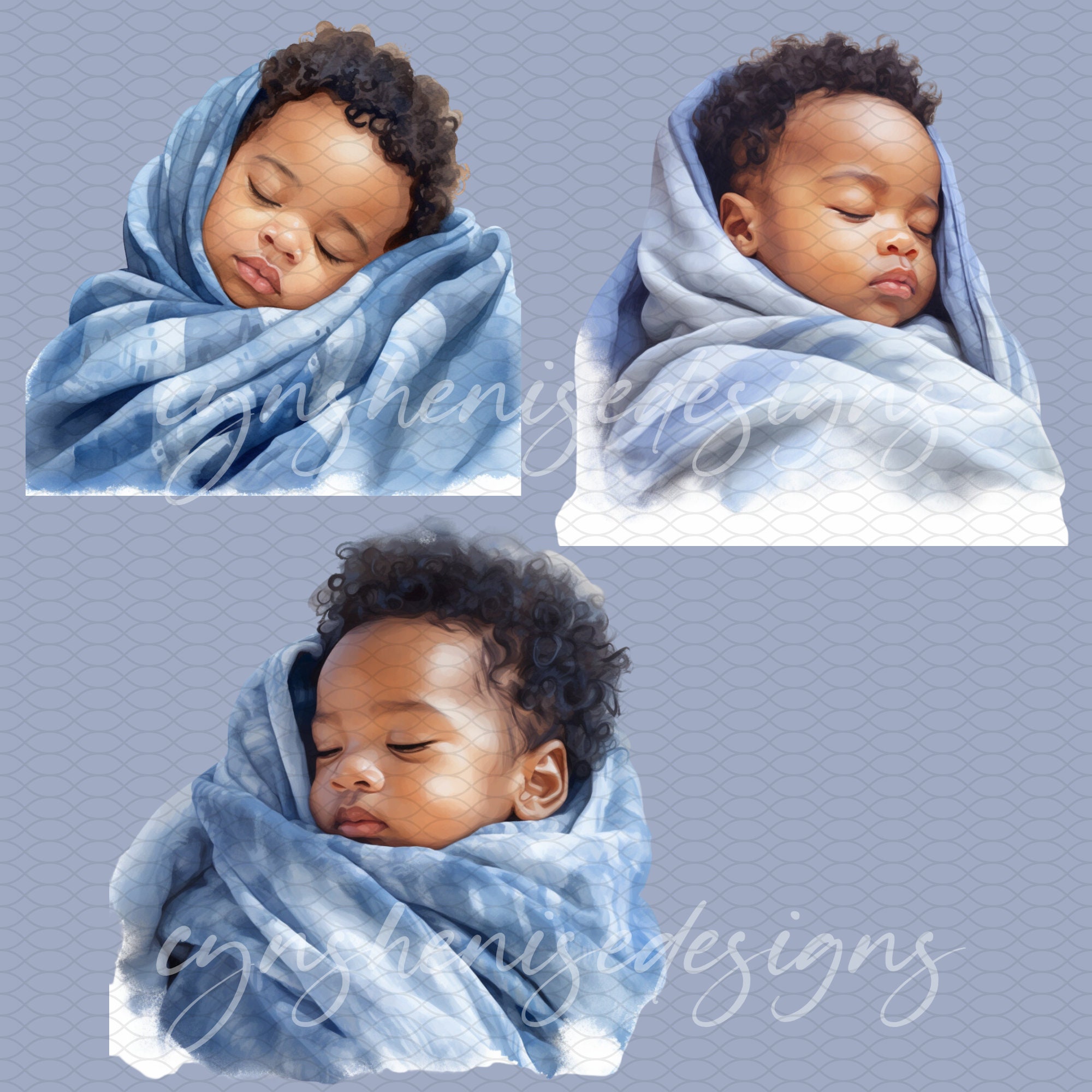 African American Baby Shower Clipart, Black Baby Boy Bundle Digital ...