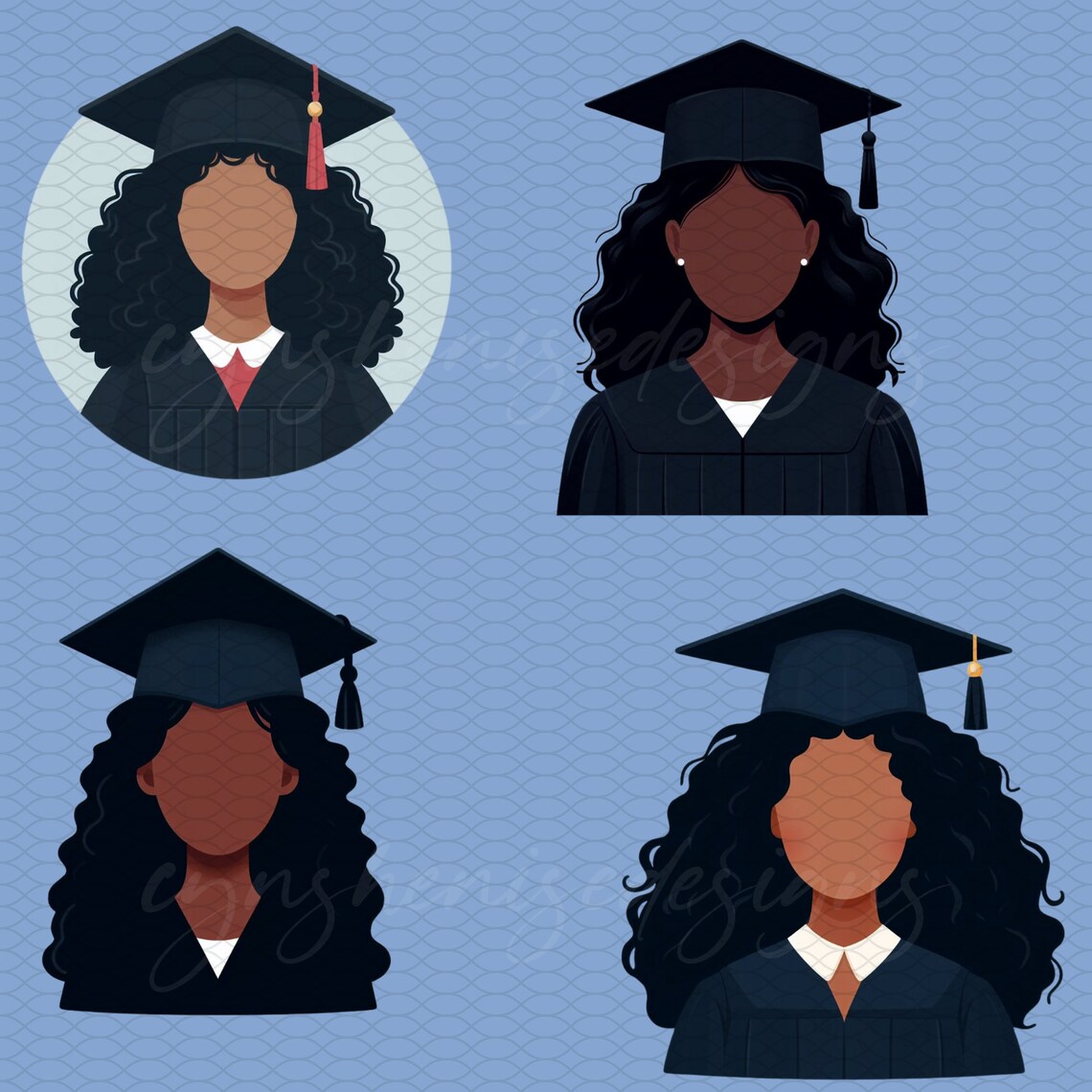 Faceless Black Girl PNG, Black Woman Clipart, Graduation, Black Girl ...